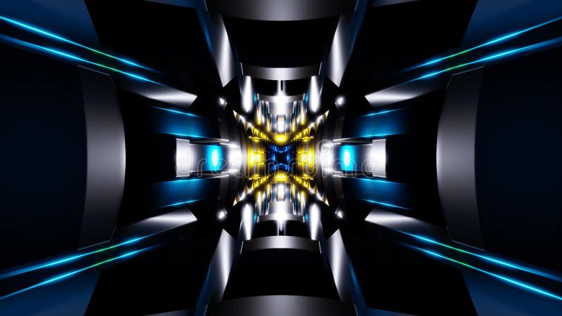 Endless Cyber Tunnel with Light Reflection Vj Loop Stock Video - Video ...