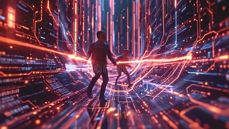 Endless Data Flow Cascading through an Ethereal Cyberspace, Radiant ...