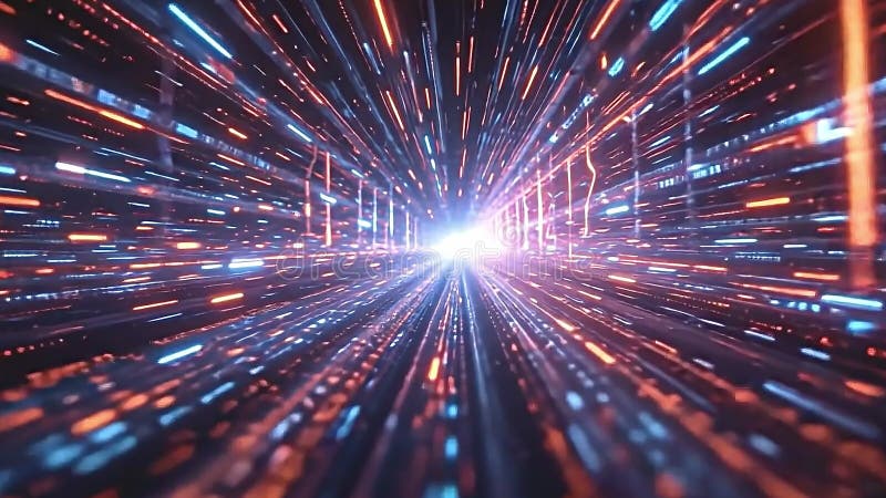 Endless Data Flow Cascading through an Ethereal Cyberspace, Radiant ...