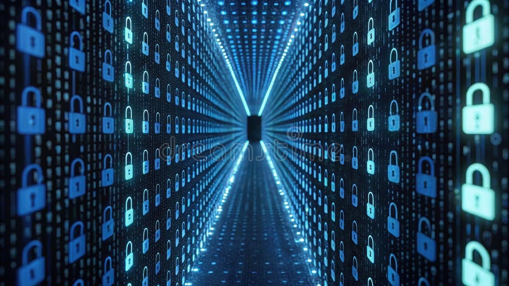 Endless Data Tunnel Made of Flowing Encrypted Particles Displaying a ...