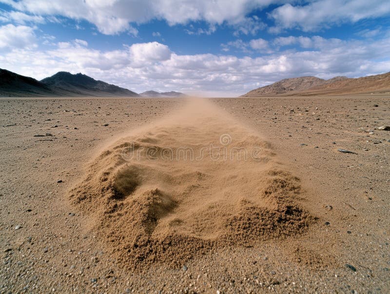 Endless Desert Landscape with Winding Path Stock Illustration ...