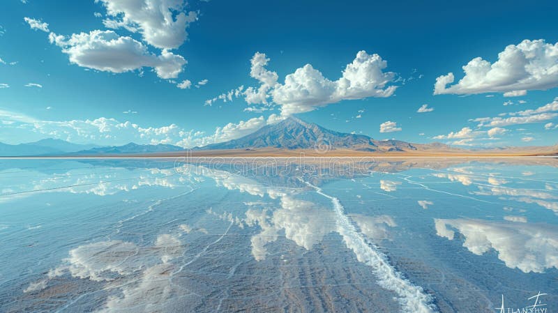 The Endless Expanse of a Salt Flat Stock Illustration - Illustration of ...