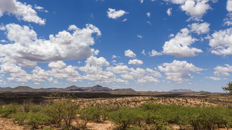 Endless Expanses of Namibia with Big Blue Sky and Clouds Stock Image ...