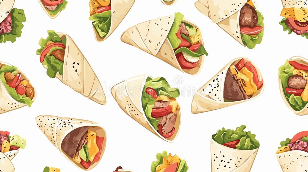 Endless Fast Food Pattern: Repeating Design of Various Delicacies Stock ...
