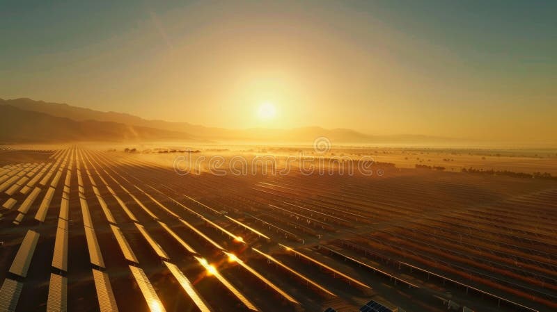 Endless Fields of Solar Panels with the Suns Rays Glinting Off Their ...