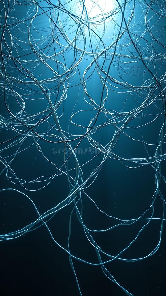 Endless Floating Power Cables in Zero Gravity: Organic Veins Reflecting ...