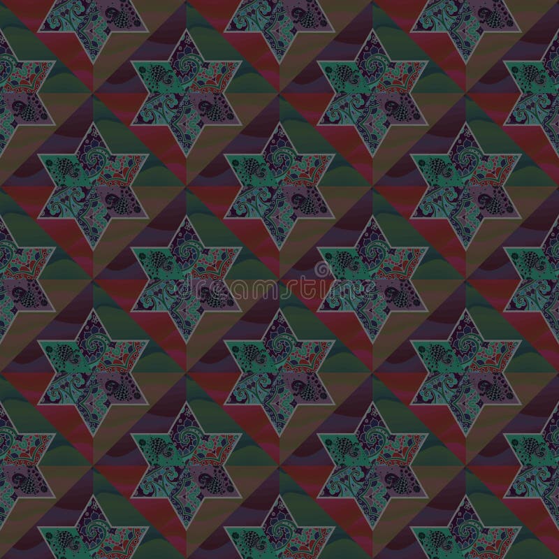 Endless Geometric Pattern with Six-pointed Stars in a Patchwork Style ...