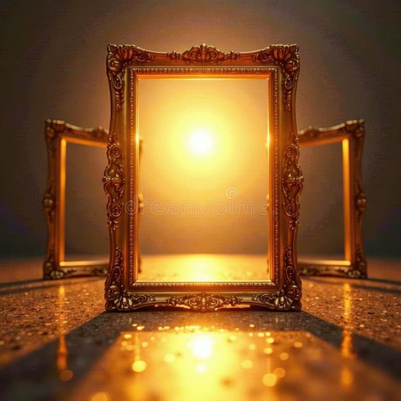 Endless Golden Frame, Sun Reflecting Off Surface, Luxury, Golden Frame ...