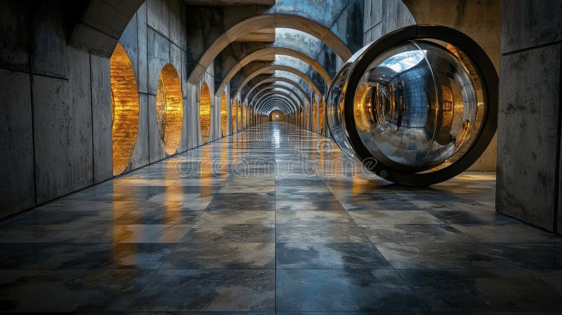 Endless Hallway of Mirrors Reflecting Light and Depth Modern ...