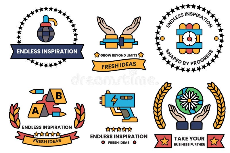 Endless Inspiration is the Concept of these Six Badges Stock Vector ...