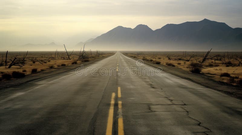 Endless Journey: a Desolate Road through the Wilderness Stock ...
