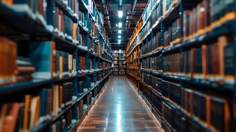 Endless Knowledge: Aisle of Books in a Serene Library. Concept Library ...