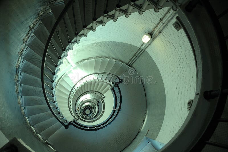 Endless Lighthouse Spiral Staircase Stock Image - Image of marine ...