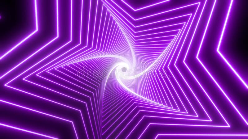 Endless Loop of a Neon Purple Light Star Shape Tunnel Animation Stock ...