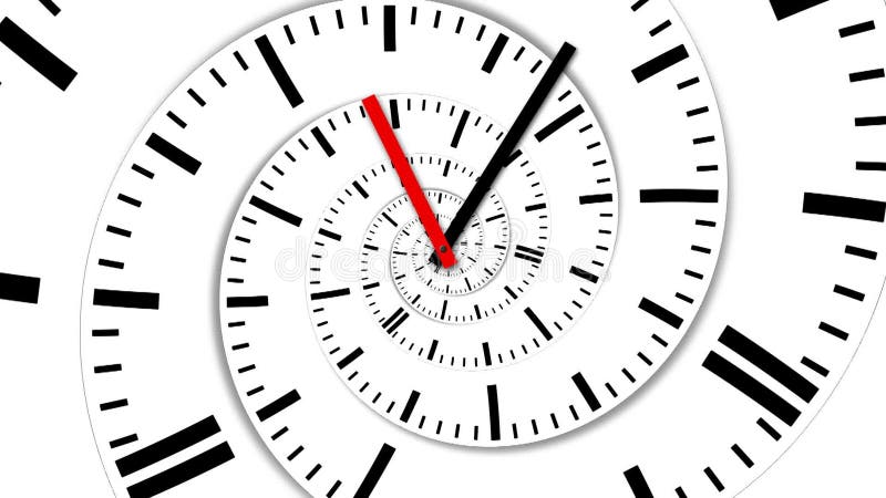 Endless Looping Spiral Clock with Minute and Hour Hands, Abstract Time ... Endless Looping Spiral Clock with Minute and Hour Hands, Abstract Time ...