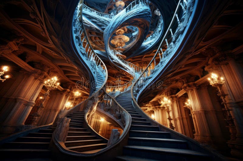Endless Magical Infinite Staircase. Generate Ai Stock Image - Image of ...