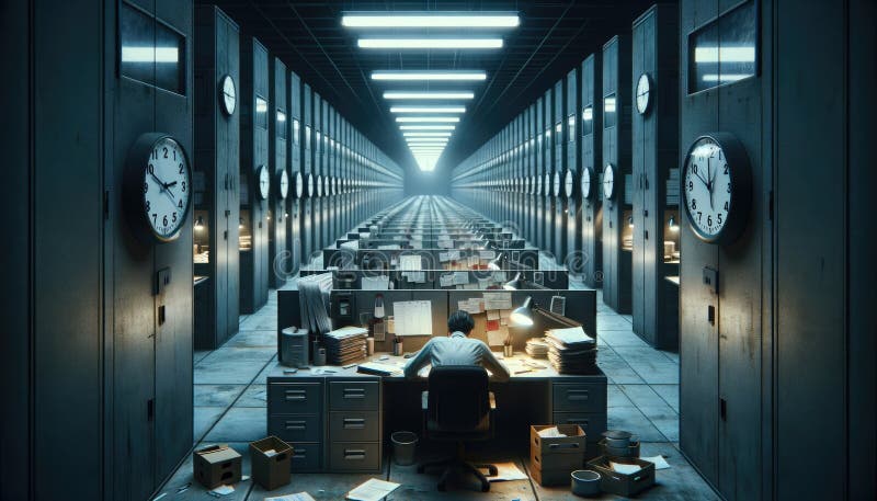 Endless Office with Clocks stock illustration. Illustration of ...