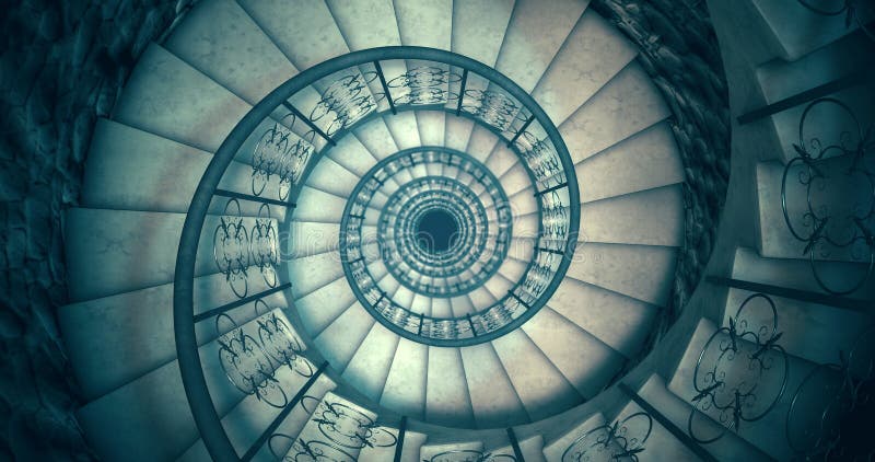 Endless Old Spiral Staircase. 3D Render Stock Illustration ...