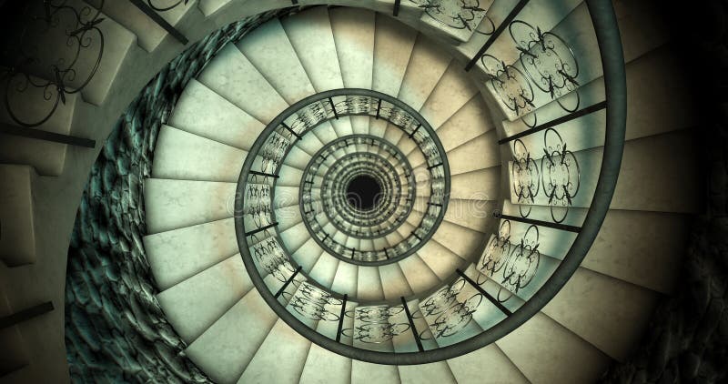 Endless Spiral Staircase. Looped Video. 3D Render Stock Illustration ...