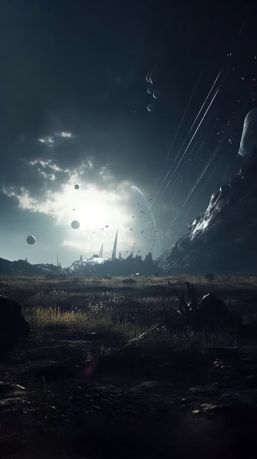 Endless Outer Space Sci-fi Landscape Stock Illustration - Illustration ...