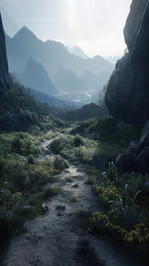 Endless Outer Space Sci-fi Landscape Stock Illustration - Illustration ...