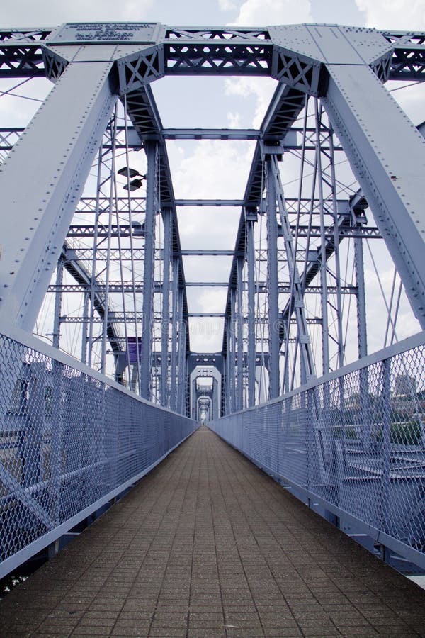 Endless Pathway of Blue Bridge Stock Image - Image of metallic ...