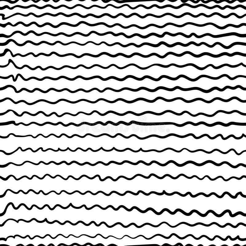 Endless Pattern of Crooked Ink Horizontal Lines on a White Square ...