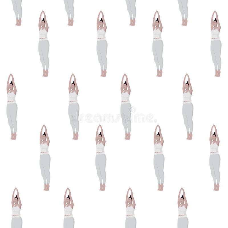 Endless Pattern with Image of a Woman Performing a Yoga Asana on Her ...