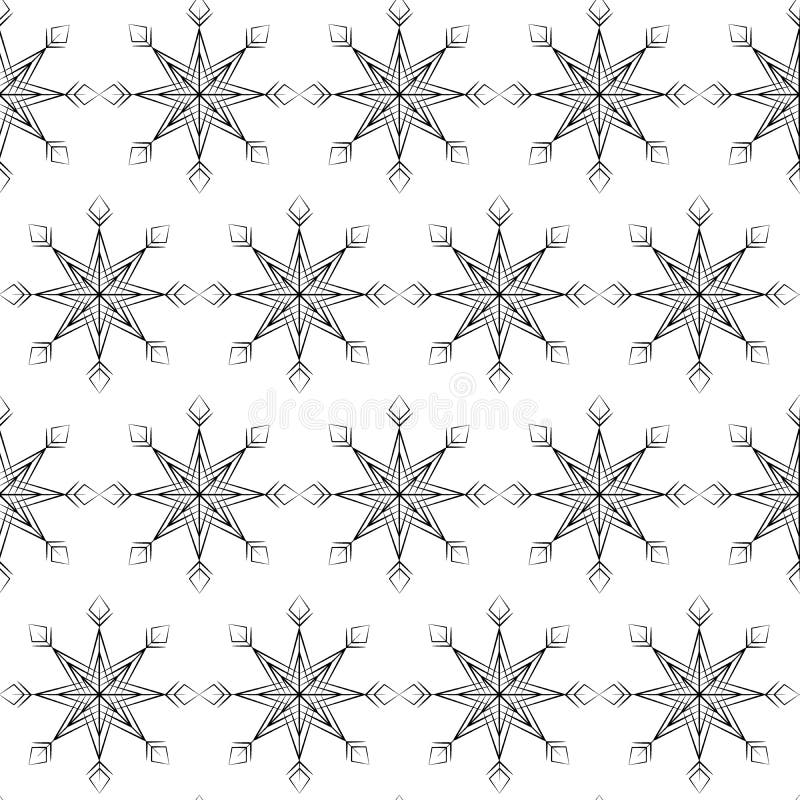 Endless Pattern of Outline Drawing Abstract Snowflakes. Abstract ...