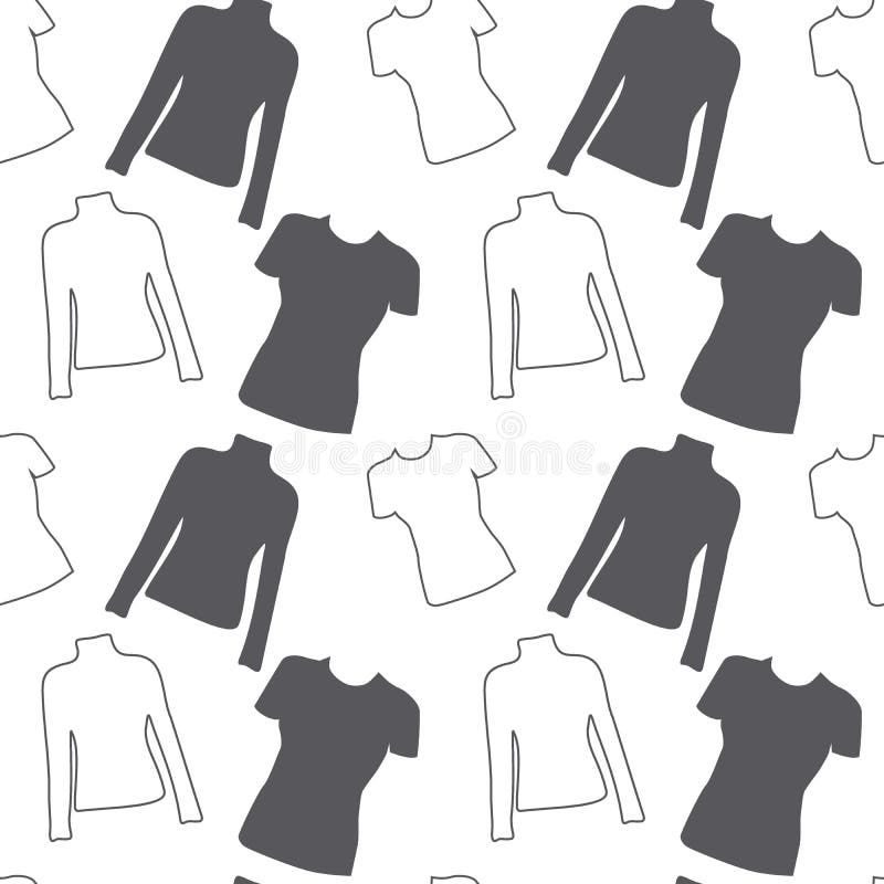 Seamless Pattern from Outline Short and Long Sleeve Tshirt in Trendy ...