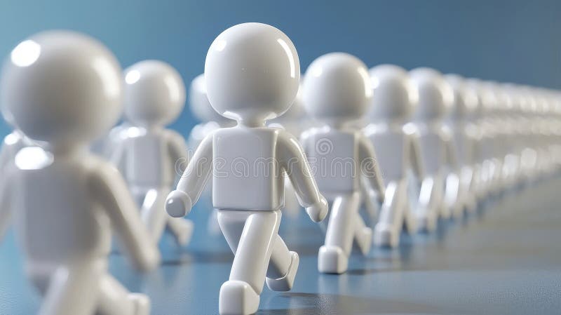 Endless Pursuit a Crowd of Toy Figures Marching Forward, a Conceptual ...