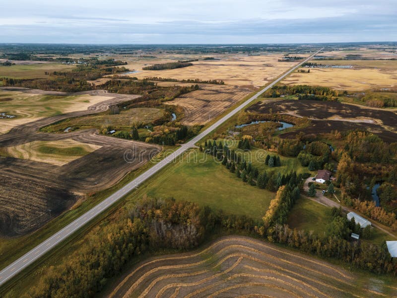 Endless Road Build in the Middle of Fields Aerial Stock Image - Image ...