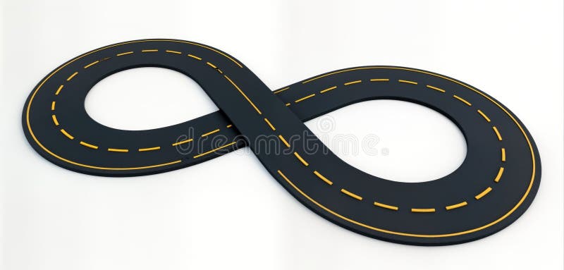 Endless Road Curves into Infinity Loop. Road Stretches in Perpetual ...