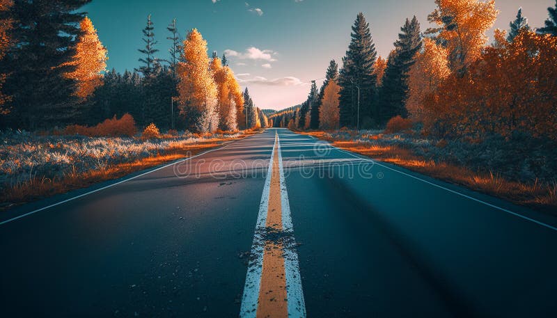 Endless Road, Long Empty Road Stretching into the Distance, Generative ...