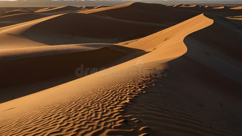 Endless Rolling Sand Dunes in the Golden Hour with Dramatic Shadows ...