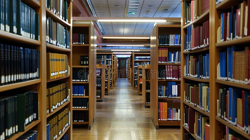 Endless Rows of Books in a Library a Perspective of Knowledge and ...