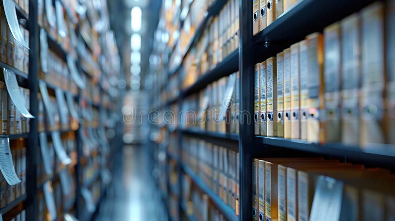 Endless Rows of Files in a Storage Facility Stock Illustration ...
