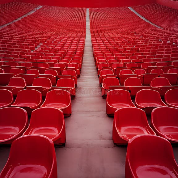 Endless Rows of Red Seats in an Empty Stadium Stock Illustration - Illustration of stadium ...