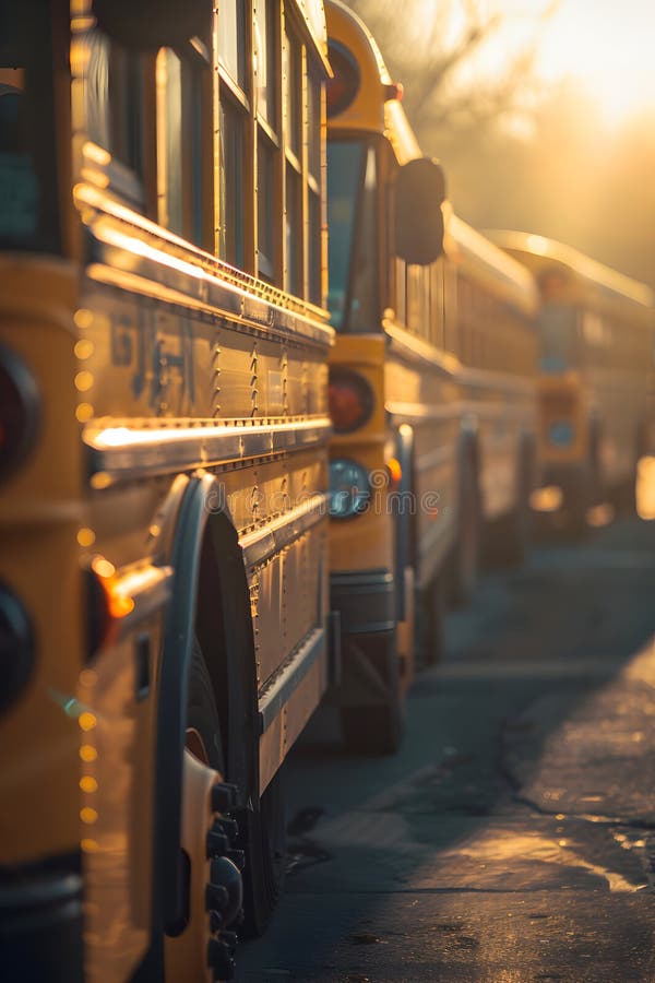 Endless Rows of School Buses. Stock Illustration - Illustration of ...