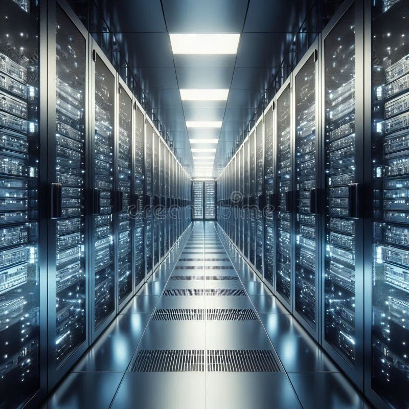 Endless Rows of Servers in a Modern Data Center Stock Photo - Image of ...