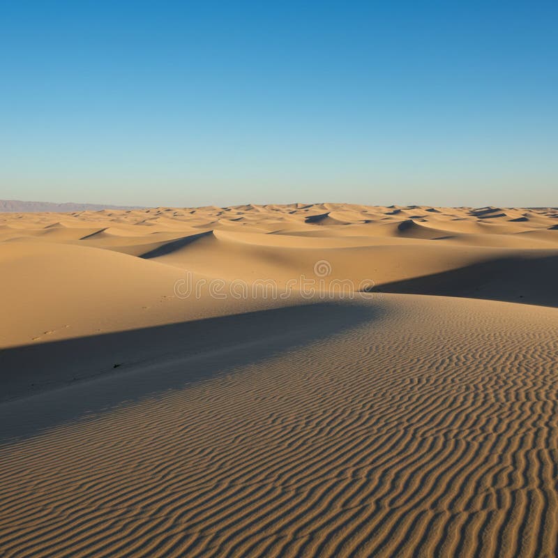 Endless Sand Dunes Create a Sweeping Landscape Under a Clear Blue Sky ...