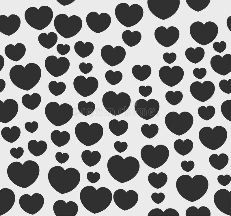 Endless Seamless Monochrome Pattern of Hearts of Different Sizes. Black ...