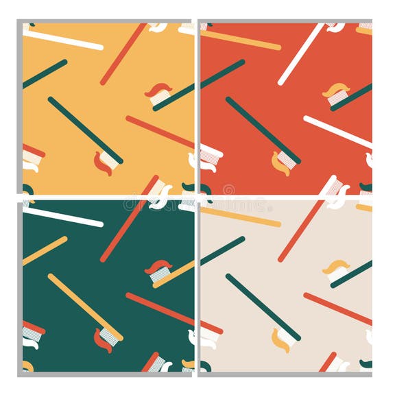 Cute Set of Endless Seamless Patterns with Colorful Toothbrushes and ...