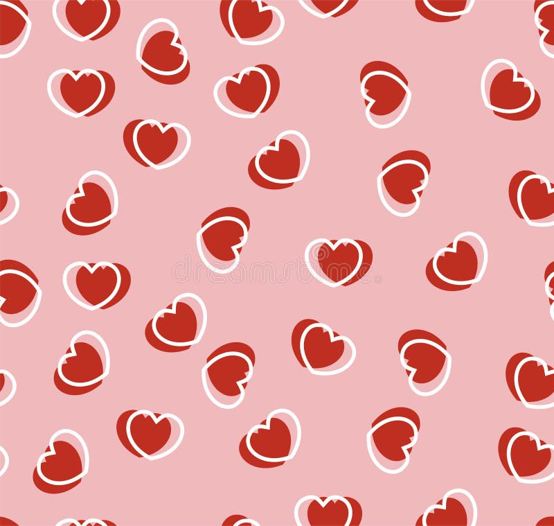 Endless Seamless Pattern of Hearts of Different Directions. Red Vector ...