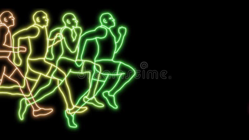 An Endless Sequence of Neon Outline Running Men. Stock Footage - Video ...