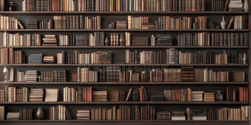 Endless Shelves of Books on White Background for Library or Interior ...
