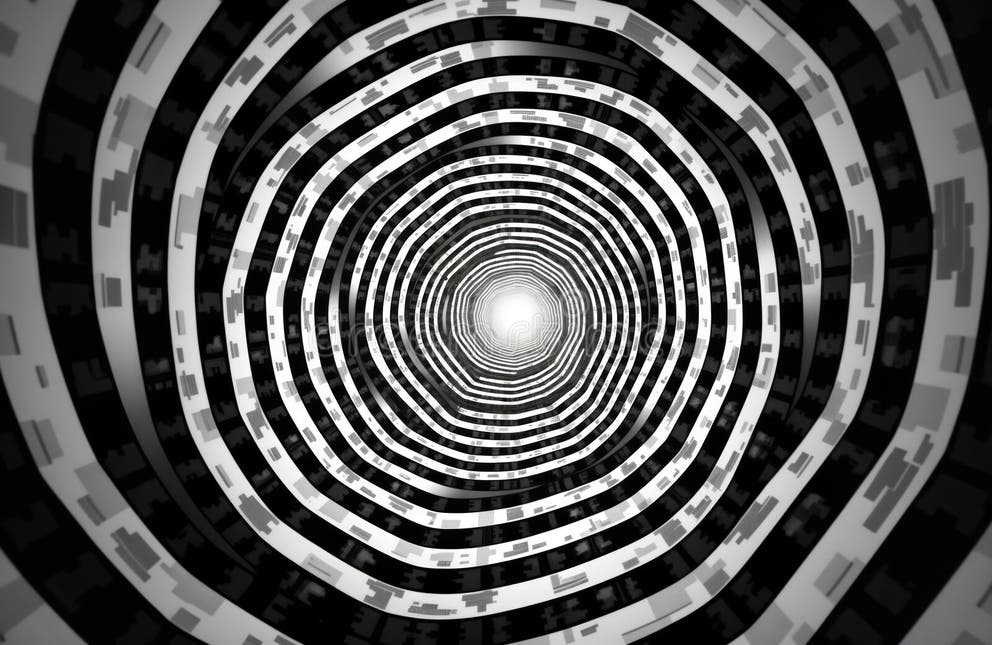 Endless Spiral Design Creates Hypnotic Visual Effect. Abstract Black ...