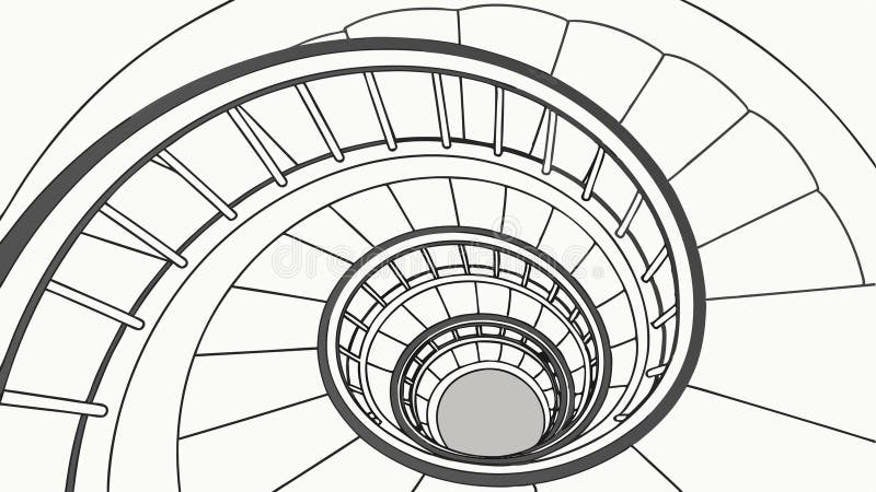 Endless Spiral Staircase, Abstract Architectural View, Vector Design ...