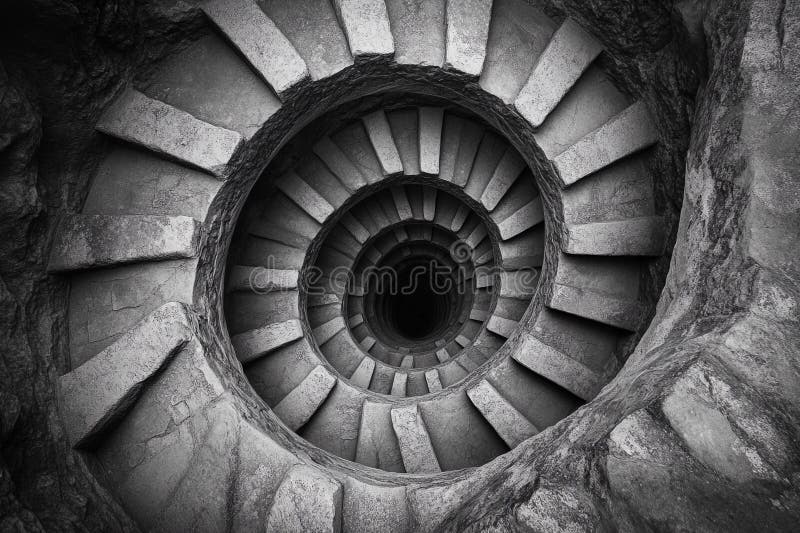Endless Spiral Staircase Viewed from Above, Showcasing a Mesmerizing Architectural Design in a ...