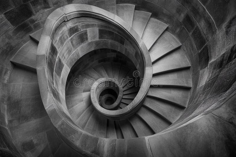 Endless Spiral Staircase Viewed from Above, Showcasing a Mesmerizing Architectural Design in a ...